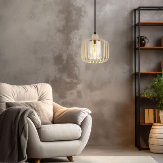 Globo Lighting Globo Lighting - Lampe &agrave; suspendre verre fum&eacute; Lampe &agrave; suspendre sable Salon Tiges m&eacute;talliques R&eacute;tro, douille E27, DxH 18x120 cm