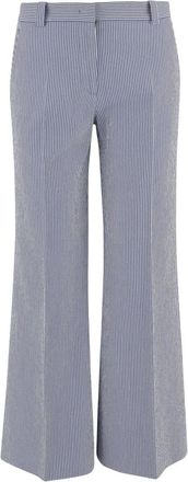 Ql2 Quelledue QL2 Quelledue, Femme, Pantalons, Bleu, Taille: 42 FR Pantalon Ray&eacute; en M&eacute;lange de Coton Stretch
