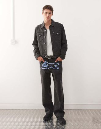 Icecream Ice Cream - Every Flavour - Jean droit à fourche tombante avec imprimé ton sur ton - Noir