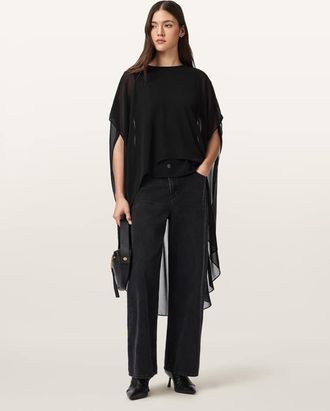 AllSaints Jamie - Transparentes Oberteil in Schwarz