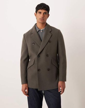 Mango Manteau en laine - Vert fonc&eacute;