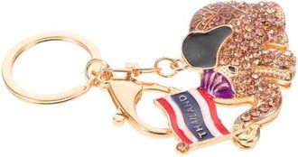 Valiclud Porte-cl&eacute;s &Eacute;l&eacute;phant Strass avec Drapeau Tha&iuml;landais Charm Porte-bijou Scintillant Bijou Porte-cl&eacute;s Chanceux pour Femmes et Filles Accessoire Main, Dos
