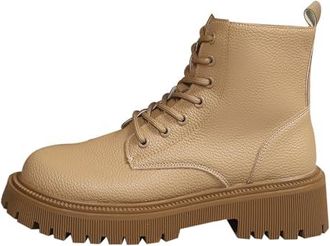 Generic Bottines Femme Elegant Bottes Courtes en Cuir Lacets Fermeture Éclair Semelle Épaisse Chunky Antidérapant Tendances Style Britannique Boots Chaussures