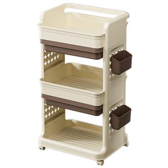 Generic Rollwagen Aus Dickem PP-Kunststoff mit Herausnehmbarer Schublade Leicht Zu Montieren Badezimmeraufbewahrung für Küche, Wäsche und Enge Stellen(Brown,4