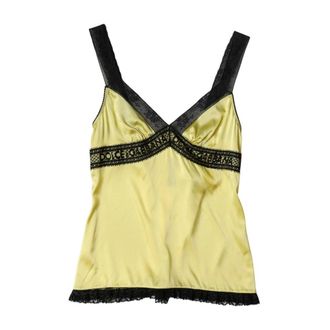 Dolce & Gabbana Femme, Tops, Jaune, Taille: 38 FR Silk Lace Trim Lingerie Top