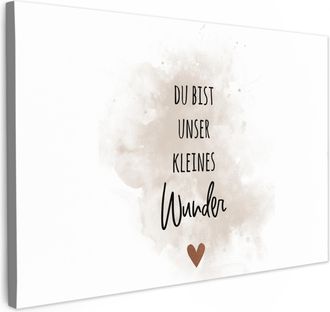 MuchoWow &copy; Leinwand Bilder 30x20 cm Wanddeko Kinderzimmer Aesthetic Room Decor Deko Zimmer Wandbilder Modern Bild auf Leinwand Zitate - Du bist unser kleines W