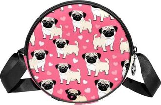 Generic Petit sac &agrave; bandouli&egrave;re circulaire pour femme, petit sac &agrave; bandouli&egrave;re avec fermeture &eacute;clair, bretelles r&eacute;glables, sac &agrave; main rond d&eacute;contract&eacute; pour fe