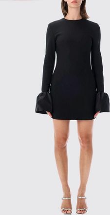 Rotate Mini-robe fourreau en cr&ecirc;pe coupe slim avec application florale et manches longues