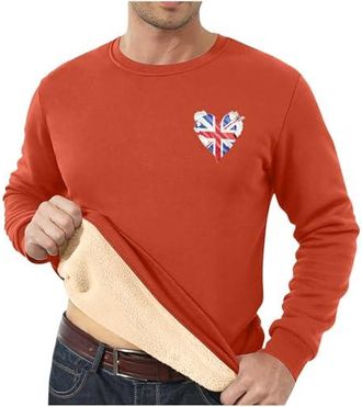 Generic Sweat-shirt en polaire confortable pour homme, printemps, automne, hiver, col rond, sans capuche, plus velours épais, impression 2D, drapeau national 