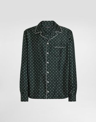 Dolce & Gabbana Hawaii-hemd Aus Seidentwill Mit Pois-print - Mann Hemden Mehrfarbig 40