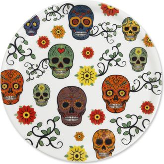 Excelsa Calavera Pizzateller aus Porzellan, Motiv: mexikanische Totenk&ouml;pfe, 30,5 cm, 6 St&uuml;ck