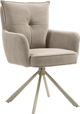 Novel Armlehnstuhl, Taupe, Textil, Drehteller, Stativgestell, 61x95x67 cm, Sitzfl&auml;che 180&deg; drehbar, automatische R&uuml;ckholfunktion, Esszimmer, St&uuml;hle, Esszimm
