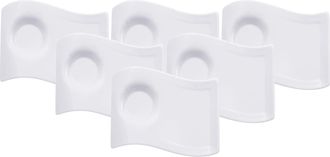 Villeroy & Boch NewWave Caffè Kleiner Unterteller Partyplate, 17 x 13 cm, Premium Porzellan, Weiß, 6er Set