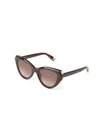 Furla SFU977 Glossy Brown Striped Havana Cat-eye Sunglasses - Brown