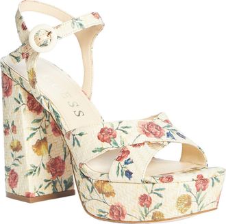 Guess Damen Vallenn Sandale, Natural Floral 111, 36 EU