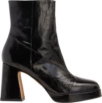 8 by YOOX LEATHER PLATFORM TALL ANKLE BOOT