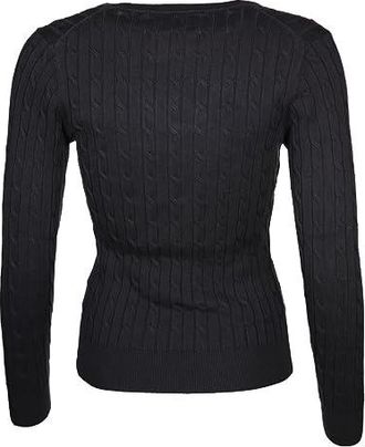 GANT C&acirc;ble en Coton Stretch col en V Sweater, Bleu Nuit, S Femme