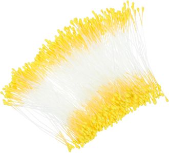 DOITOOL 1tasche Matte Künstliche Blütenstaubgefäße Gelb Doppelte Blütenköpfe DIY Floristik Material Für Handgemachte Rosen Und Lilien Dekoration