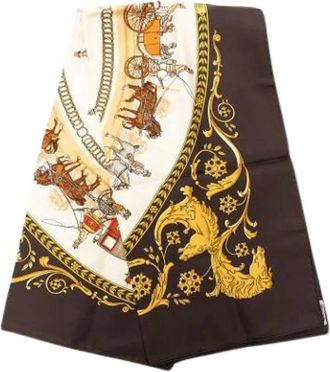 Herm&egrave;s Pre-owned La Promenade de Longchamps Scarf - Femme - Pre-owned - Brun - Taille: ONE Size
