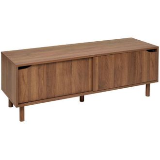 5five Simply Smart 5Five Simply Smart - Meuble TV 2 portes coulissantes marron effet noyer - Dimensions 120x40x42 cm - Rangement pratique pour appareils multim&eacute;dias