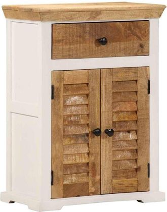 vidaXL Sideboard Weiß und Braun 55x30x73 cm Massivholz Mango Vidaxl