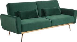 Vente-Unique Schlafsofa Klappsofa 3-Sitzer - Samt - Tannengrün - LAUNEI