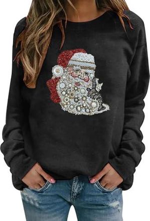 Generic Pull Femme Noel Greench Sweat-Shirt Femme Manches Longues Col Rond Haut DéContracté Confortable Mode Ample Tendance Mignon