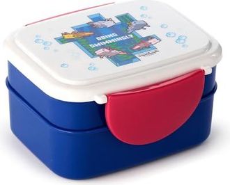 Puckator Minecraft Axolotl Lunchbox mit Besteck und Clipverschluss, für Schule und Zuhause, Lunchbox