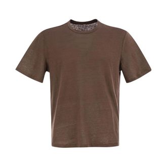 Majestic Filatures Homme, Tops, Brun, Taille: XL Basic Crew Neck T-Shirt