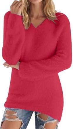 Generic Pull en polaire pour femme - Grande taille - Imprim&eacute; tendance - Coupe r&eacute;guli&egrave;re - Couleur unie - Chaud - Pull &agrave; manches longues - Pull basique polyval