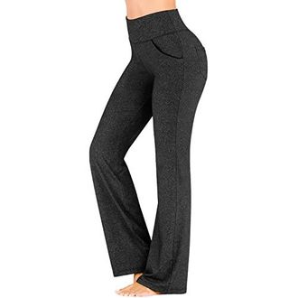 Generic SRTUMEY Pantalon de yoga petit court avec poches pour femme Pantalon de yoga taille haute Pantalon dentra&icirc;nement d&eacute;contract&eacute; Pantalon de yoga taille h