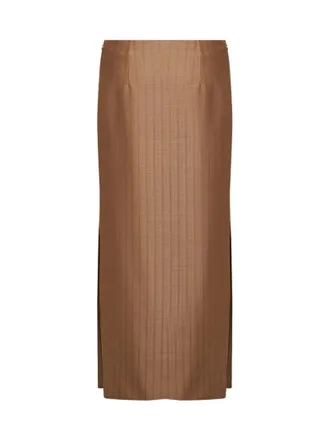 Etro Womens Skirt Straight Midi Camel Wool Mud