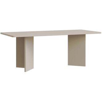 Selsey Selsey QUBEO - Table &agrave; manger 204x90 cm, rectangulaire avec bords arrondis et pi&egrave;tement plein, gris cachemire