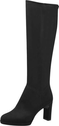 Tamaris Damen Langschaft-Stiefel Textil Blockabsatz Vegan; BLACK, EU 41