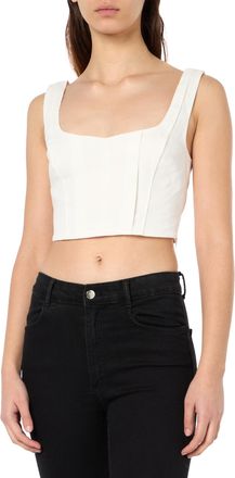 Pinko Damen Titon Top Leinen Stretch T-Shirt, Z07_Weiß Seide, 42