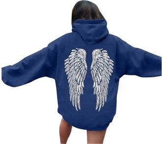 Generic 2026 Ange Sweat a Capuche Femme, Pull Sweet Paillette Los Angeles &Agrave; Manches Longues Hoodie Sweatshirts Strass 3D imprim&eacute; Oversize Sportswear Sequins J