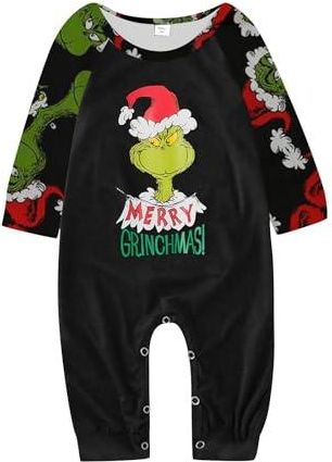 Generic Le Grinch Pyjama Noel Famille De Grinch Bebe Assorti Chaud Et Doux Deguisement Femme Enfant No&euml;l The Ensemble Couple Homme Vetement Adulte Ensembles C