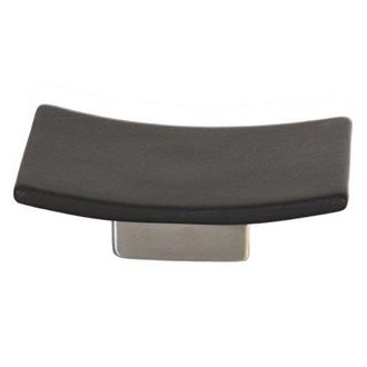 MSV Ndali 140749 Seifenspender, Keramik/Edelstahl/Steingut, 13,5 x 9 x 3,5 cm, matt, Schwarz