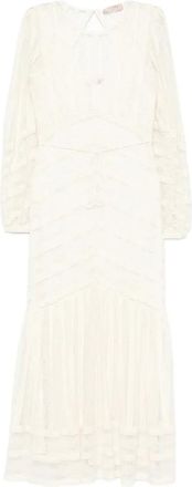 Twinset Femme, Robes, Blanc, Taille: 36 FR Ruffled Empire Line Midi Dress