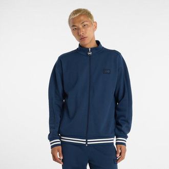 New Balance Homme Post Season Pique Track Jacket en Bleu, Coton, Taille 2XL