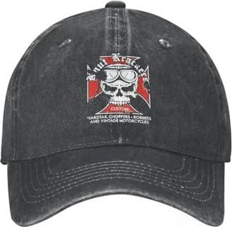 Generic Casquette de Baseball Vintage Style Chopper Bobber Biker Unisexe Effet Vieilli et d&eacute;lav&eacute; id&eacute;ale pour Les Motards activit&eacute;s Plein air Ajustable Parfait