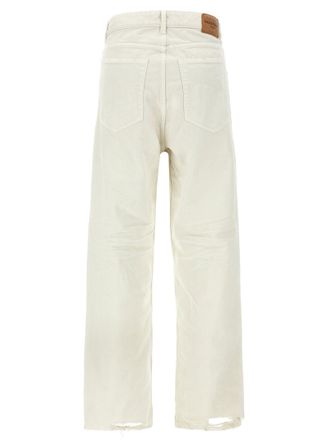 Balenciaga Vintage Wrinkled Cotton Denim Jeans - cream