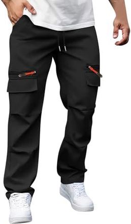 Generico Pantalon cargo pour homme Pantalon de randonn&eacute;e l&eacute;ger avec plusieurs poches Pantalon de travail dext&eacute;rieur Softshell, Noir, S