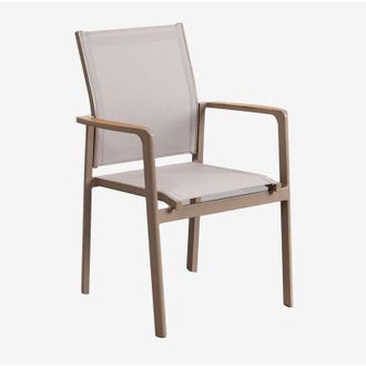 Sklum Sklum - Chaise de jardin empilable avec accoudoirs en aluminium Elvira Moka Brown