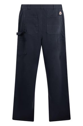 Moncler Mens Trousers Gabardine Cotton-Blend Blue Chinos