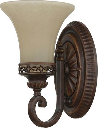 Licht-Erlebnisse Rustikale Premium Wandlampe ANABELL 1 in Creme Braun aus Metall Glas im Landhaus Design Lampe Ornamente