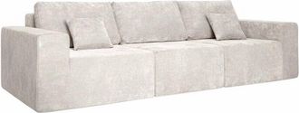 Oviala Canap&eacute; modulable 3 places en tissu avec coussins &eacute;cru L 275 cm - Hector