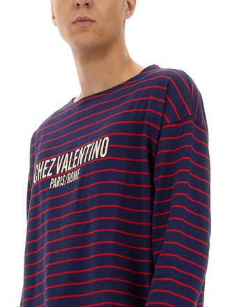Valentino Chez Valentino Print T-Shirt - Blue