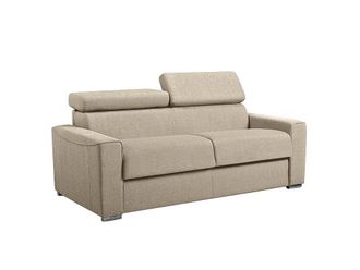 Vente-Unique Schlafsofa 3-Sitzer - Liegefl&auml;che mit Lattenrost: 140 cm - Matratze: 22 cm mit Memory Schaum - Stoff - Beige - Vizir
