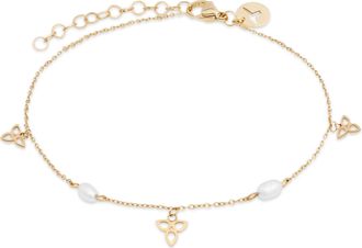 Tamaris Pearl Flower Bracelet - gold - Armband mit Zirkoniasteinen und Bl&uuml;tenanh&auml;ngern aus Edelstahl